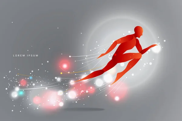 Running man. Motion art line dot concept Stock Vector Image by ...