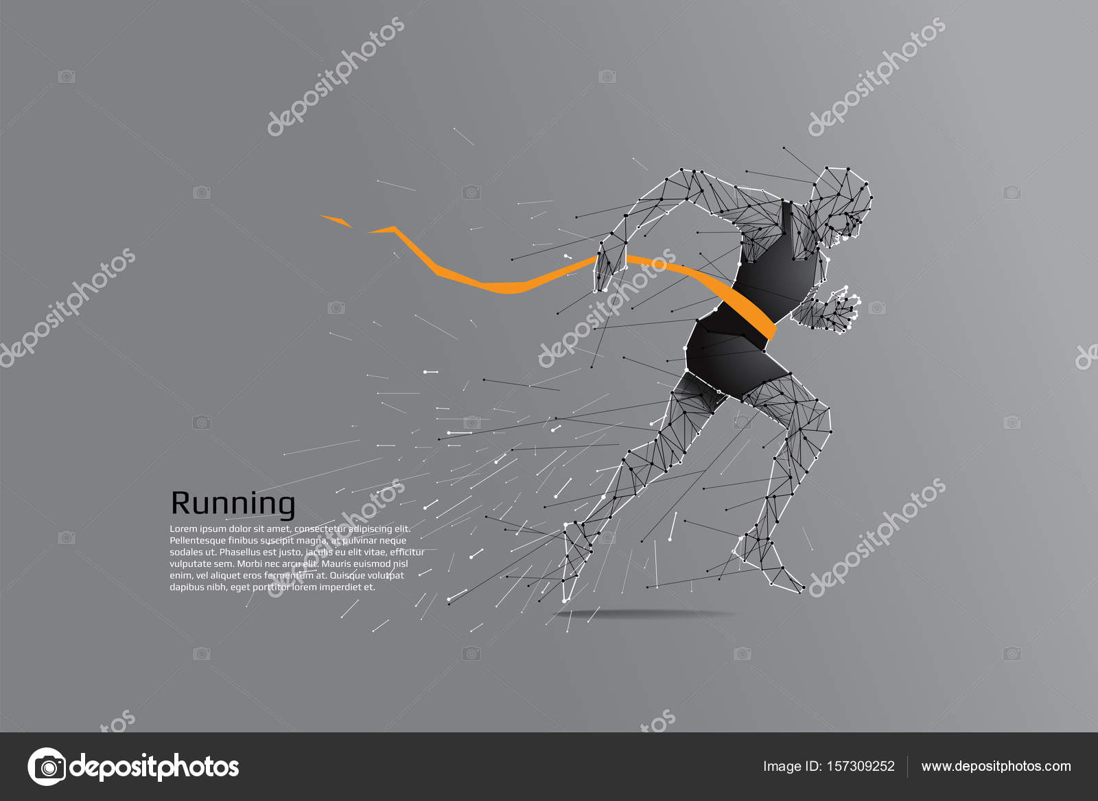 Running man. Motion art line dot concept Stock Vector Image by ...
