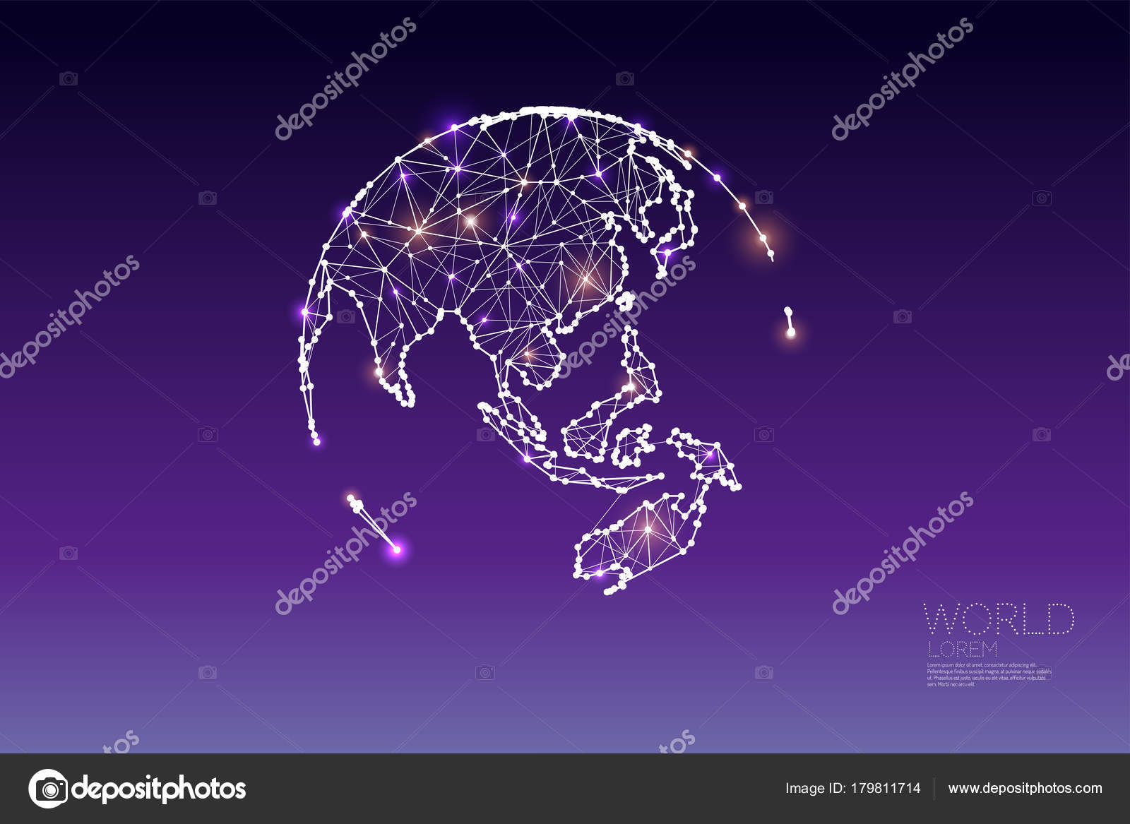 The particles, geometric art, line and dot of Global world Stock Vector ...