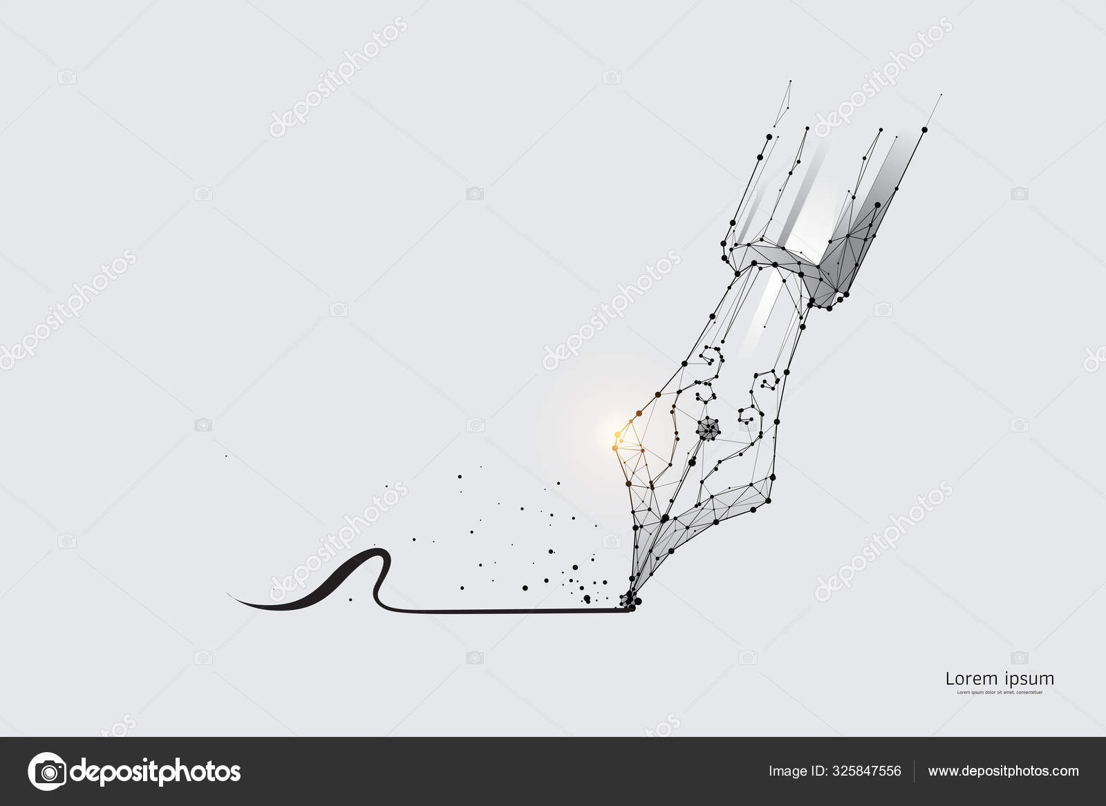 The particles, geometric art, line and dot of dip pen. Stock Vector ...