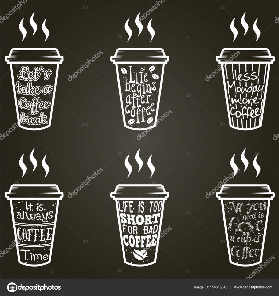 Vector coffee quotes and sayings typography set Stock Vector Image by ...