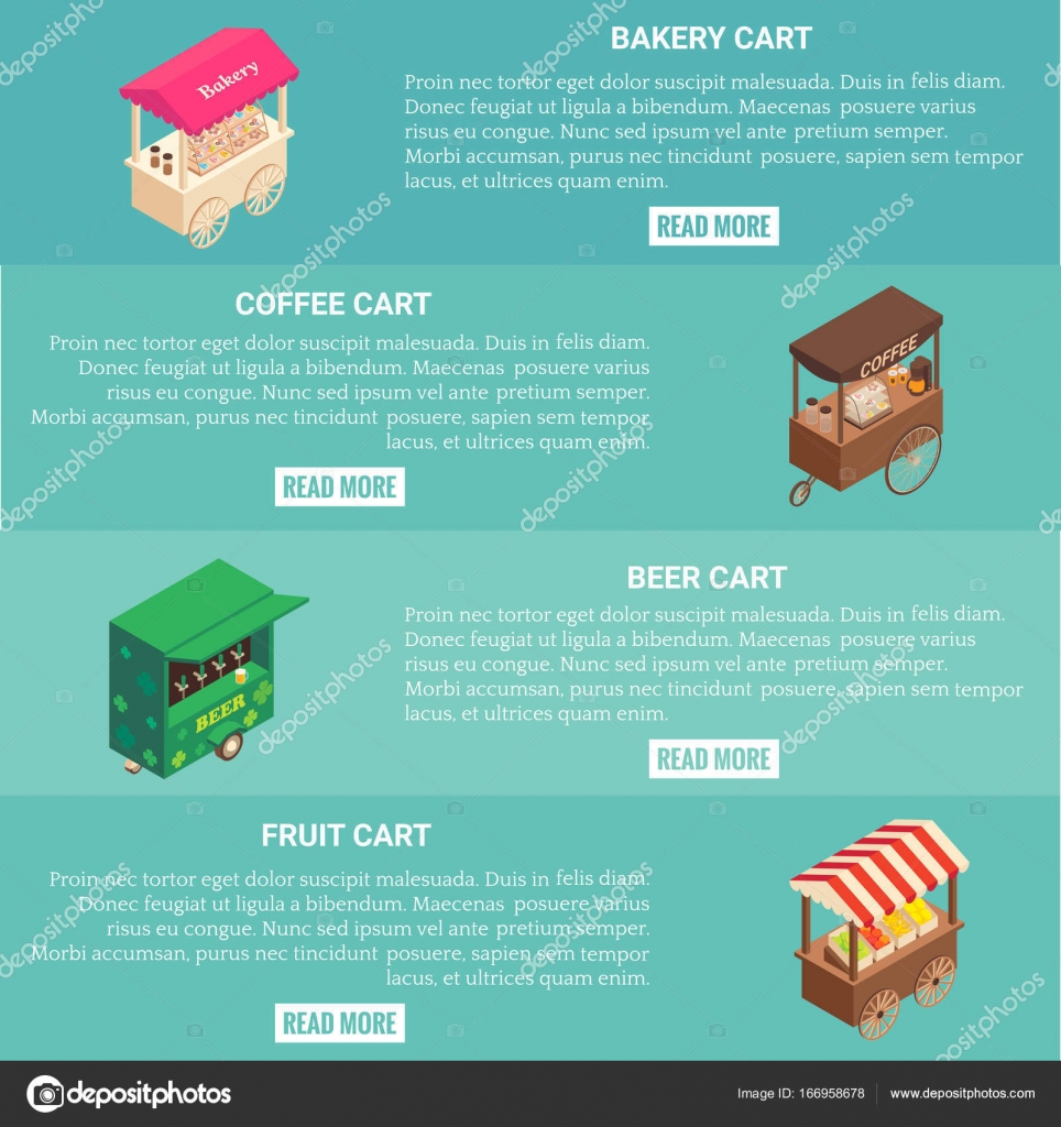Fast food cart vector horizontal banner set Stock Vector by ...