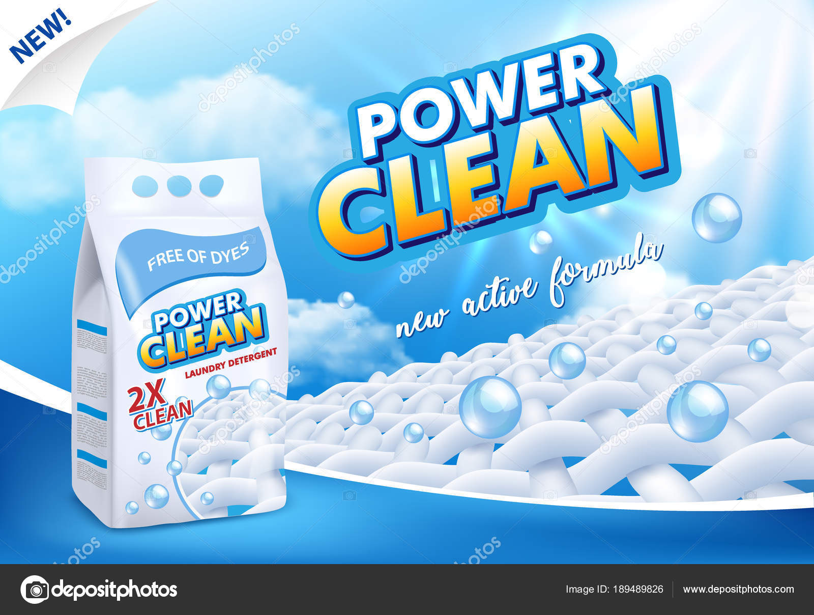 Powder laundry detergent advertising vector illustration Stock Vector ...