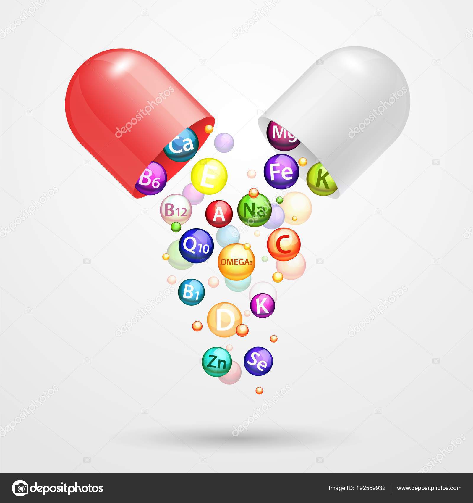 Vitamin complex pharmaceutical capsule vector realistic illustration Stock Vector Image by ...