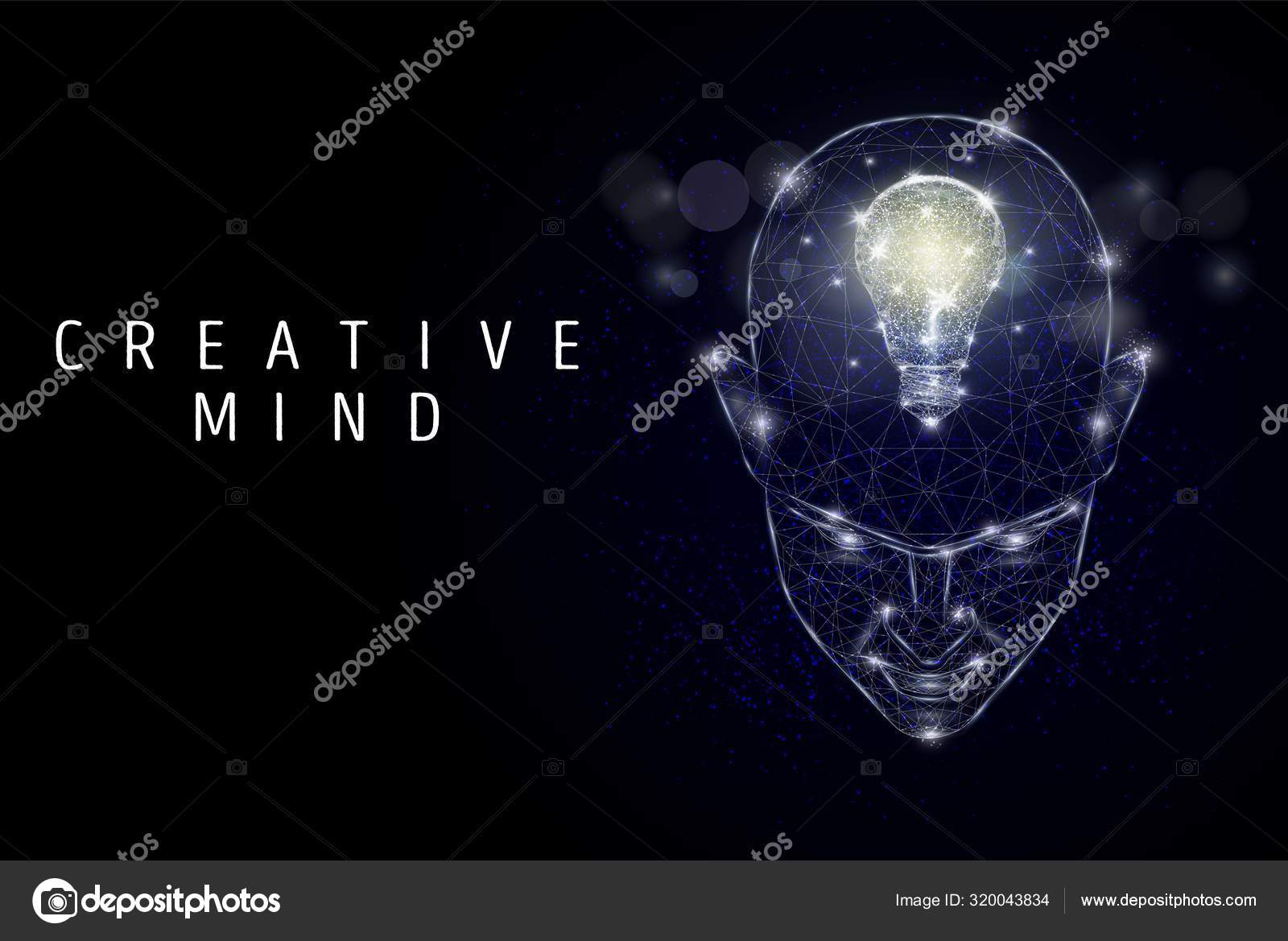 Creative mind poster, banner template, vector polygonal art style ...