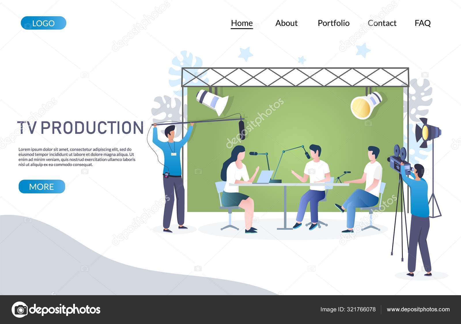 Tv production vector website landing page design template Stock Vector ...