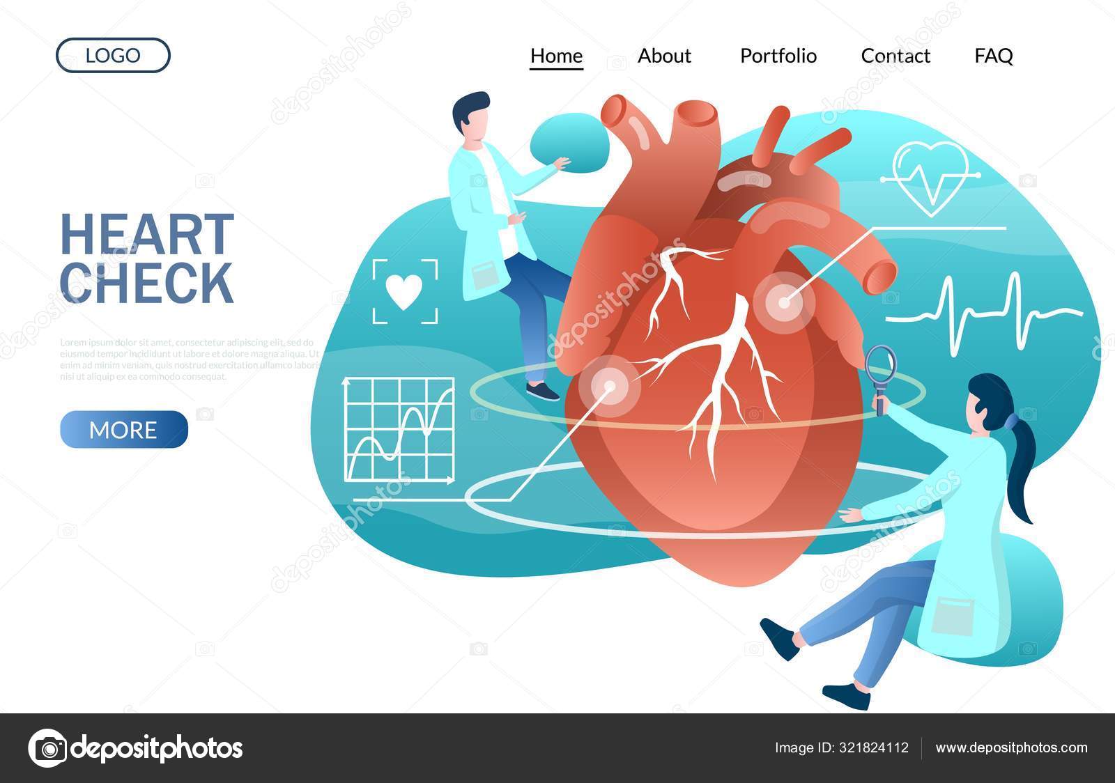 Heart check vector website landing page design template Stock Vector ...