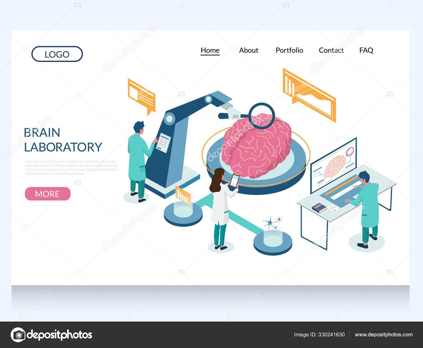 Brain laboratory vector website landing page design template Stock Vector Image by ©SiberianArt ...