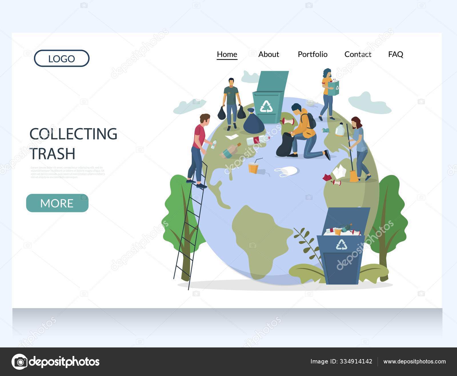 Collecting trash vector website landing page design template Stock ...