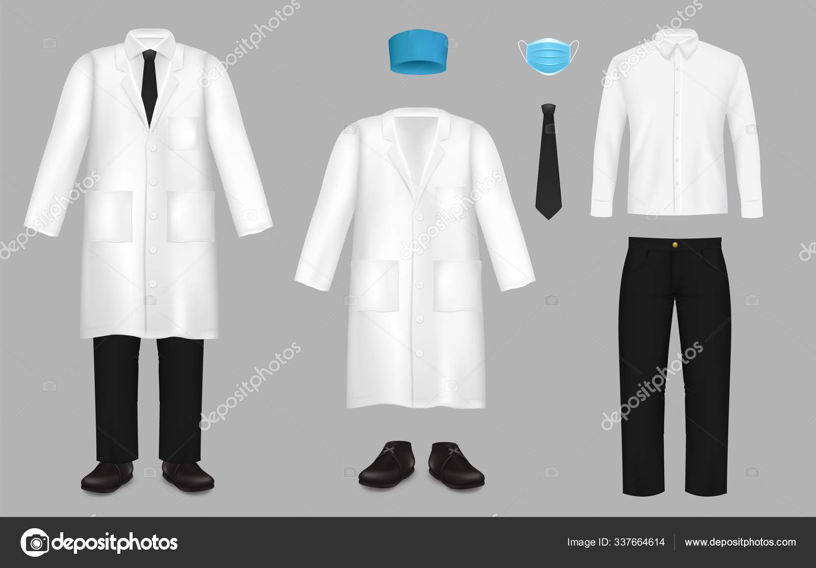 Realistic doctor suit set, vector isolated illustration Stock Vector by ...