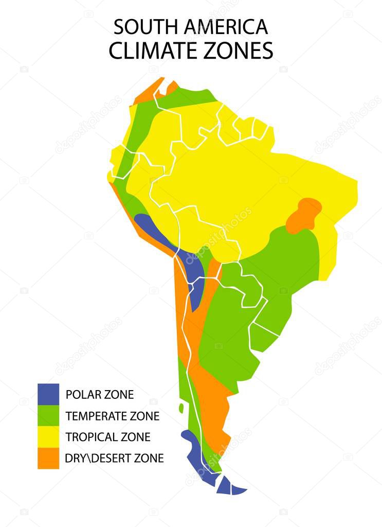 América del Sur zonas climáticas mapa, vector de infografías ...