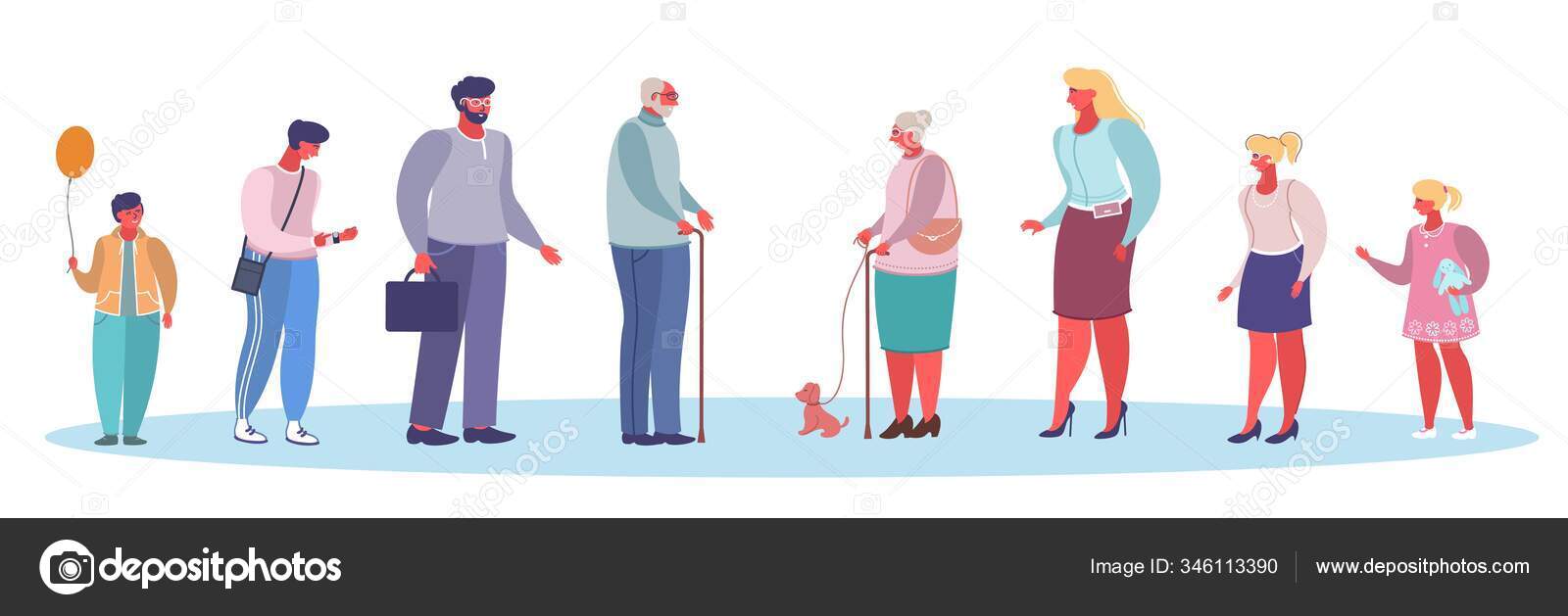 People of different ages vector flat style design illustration Stock ...