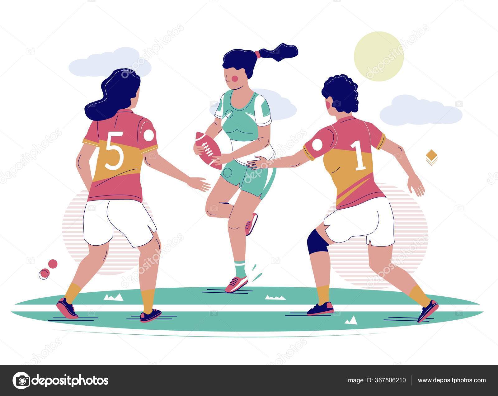 Women rugby football game, vector flat illustration Stock Vector by ...