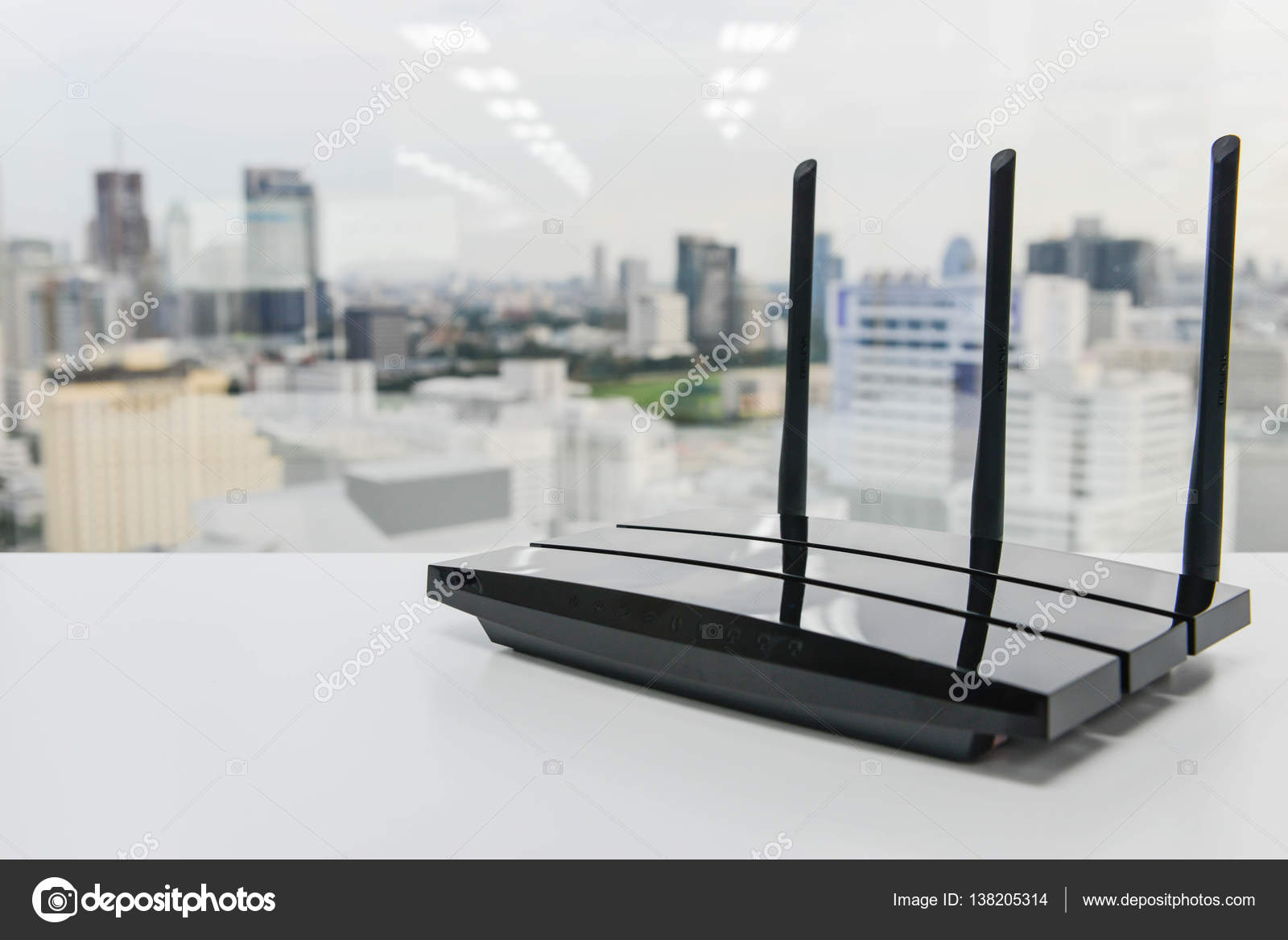 Black three poles wifi router — Stock Photo © magneticmcc #138205314