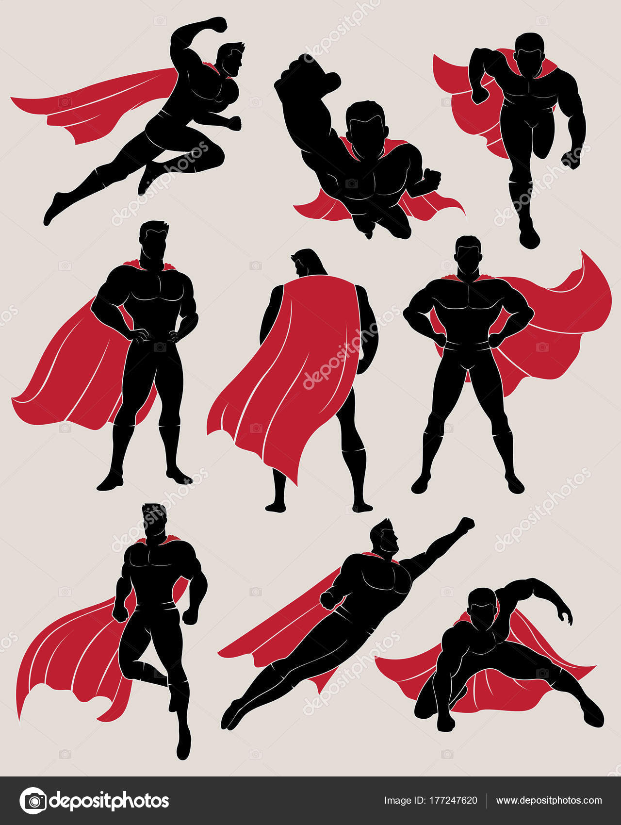 Set Superhero Different Poses Gradient Used — Stock Vector © bonezboyz ...