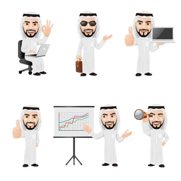 Illustration Arabic Man Thinking Big Question Mark Background ⬇ Vector ...