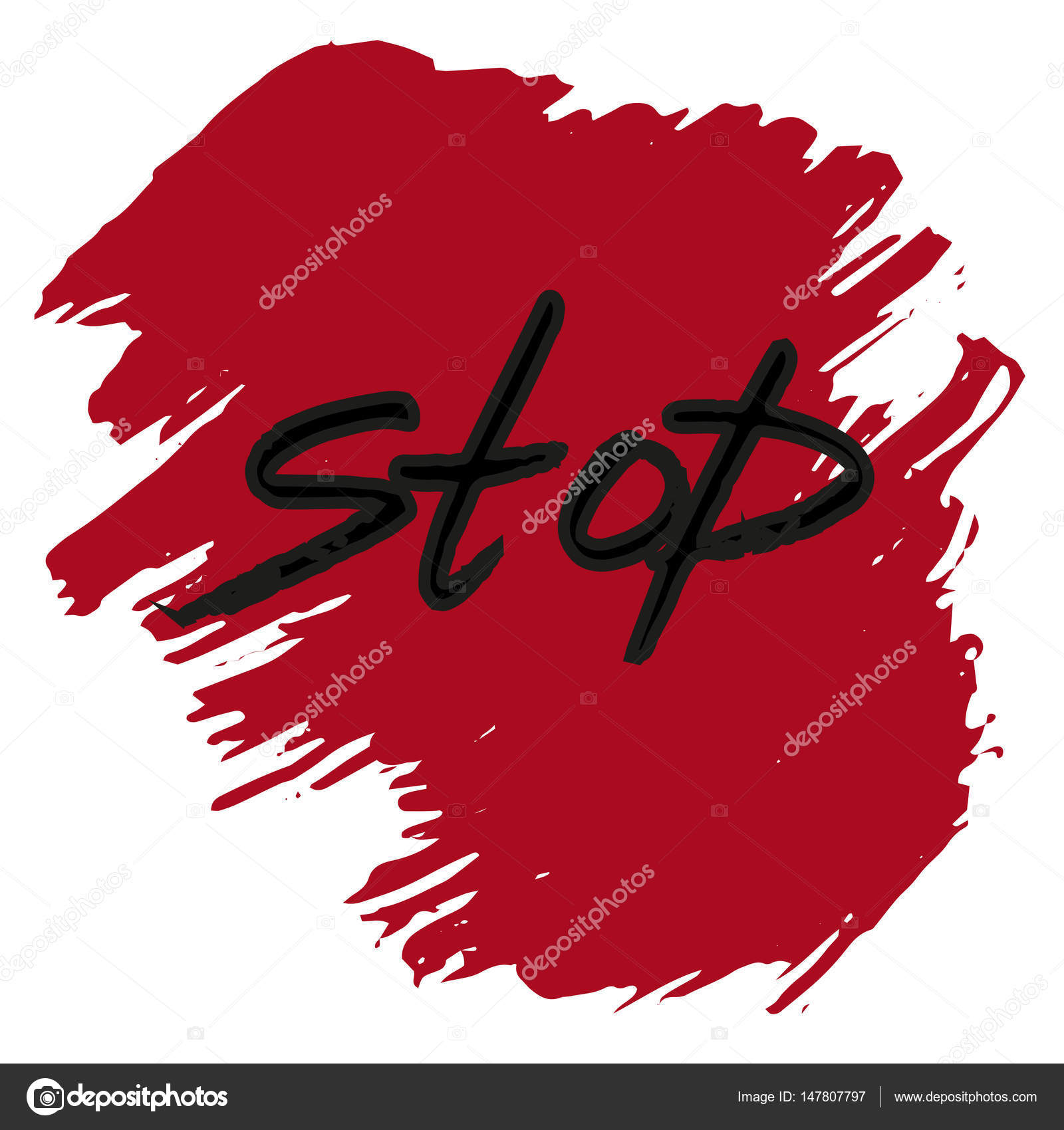 Stop sign text on acrylicstroke brush paint texture background vector ...
