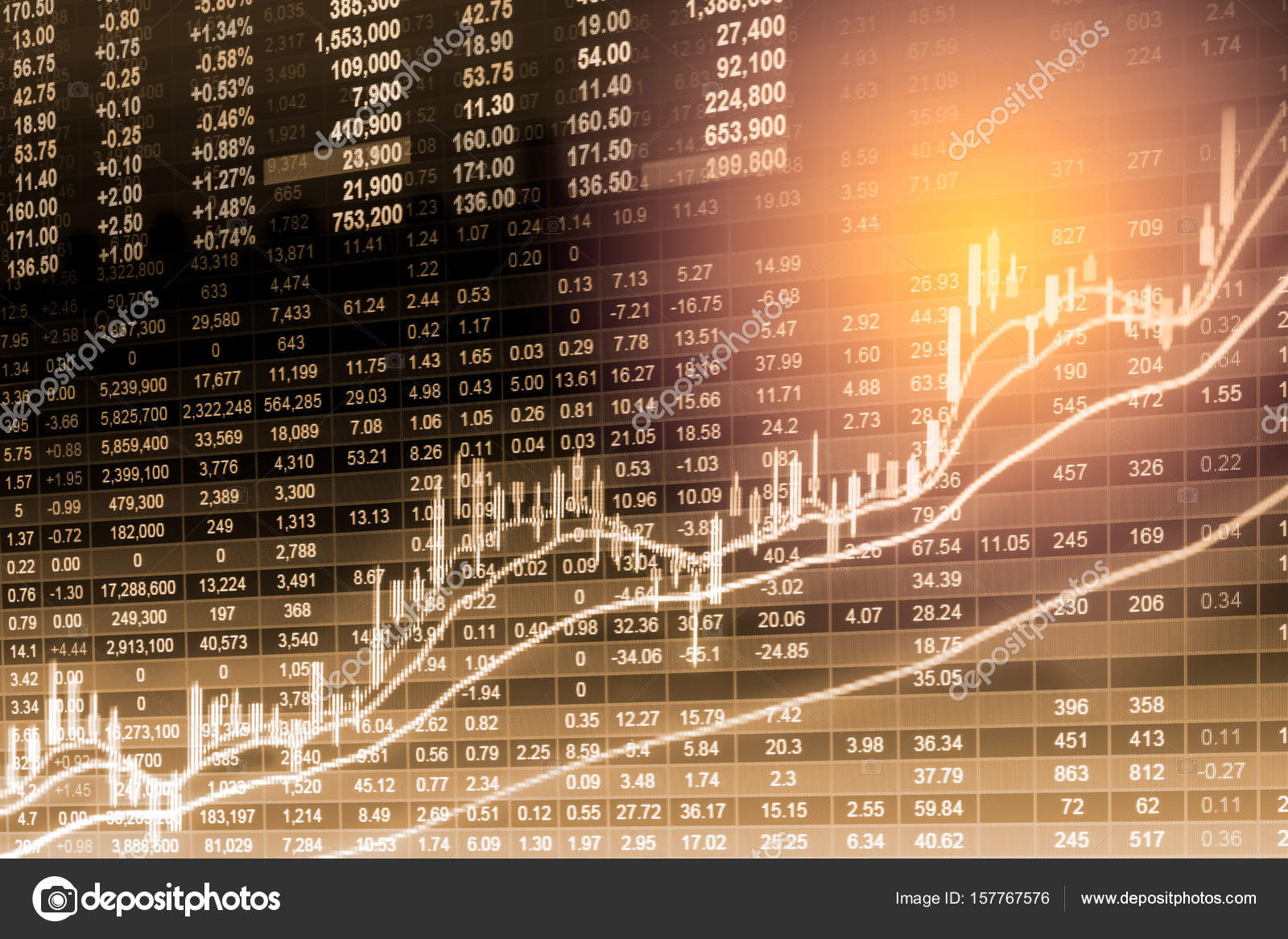 Index graph of stock market financial indicator analysis on LED. Stock ...