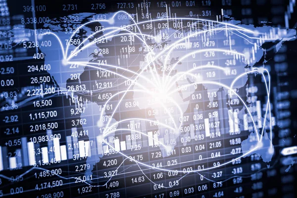 Index graph of stock market financial indicator analysis on LED ...