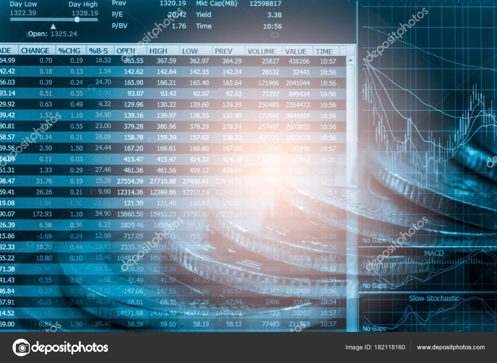 Index graph of stock market financial indicator analysis on LED. Stock ...