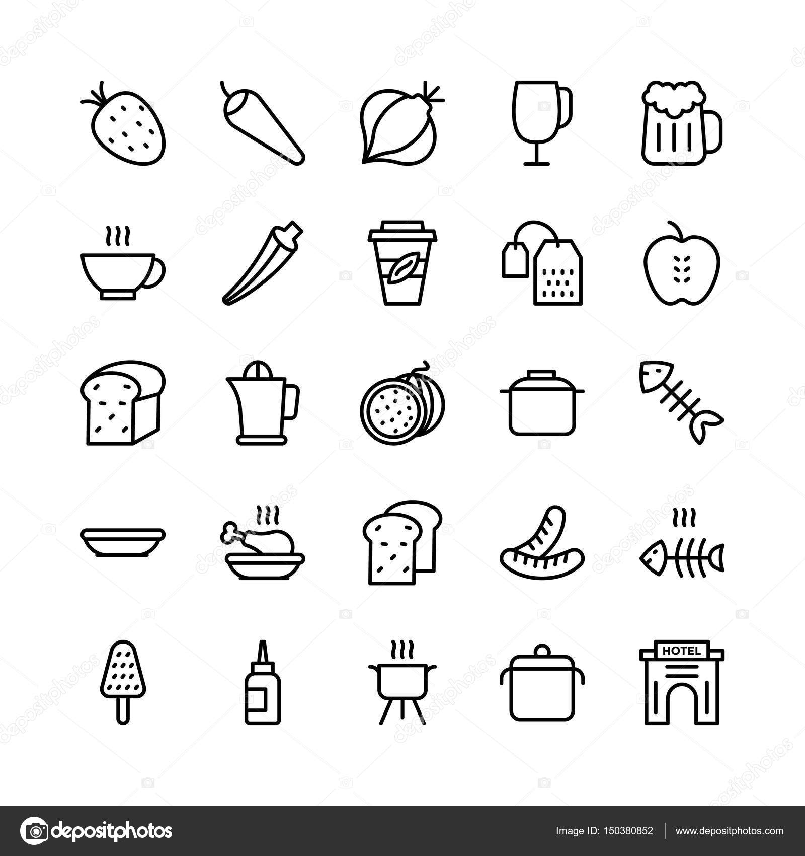 Food Line Vector Icons 8 — Stock Vector © vectorsmarket #150380852