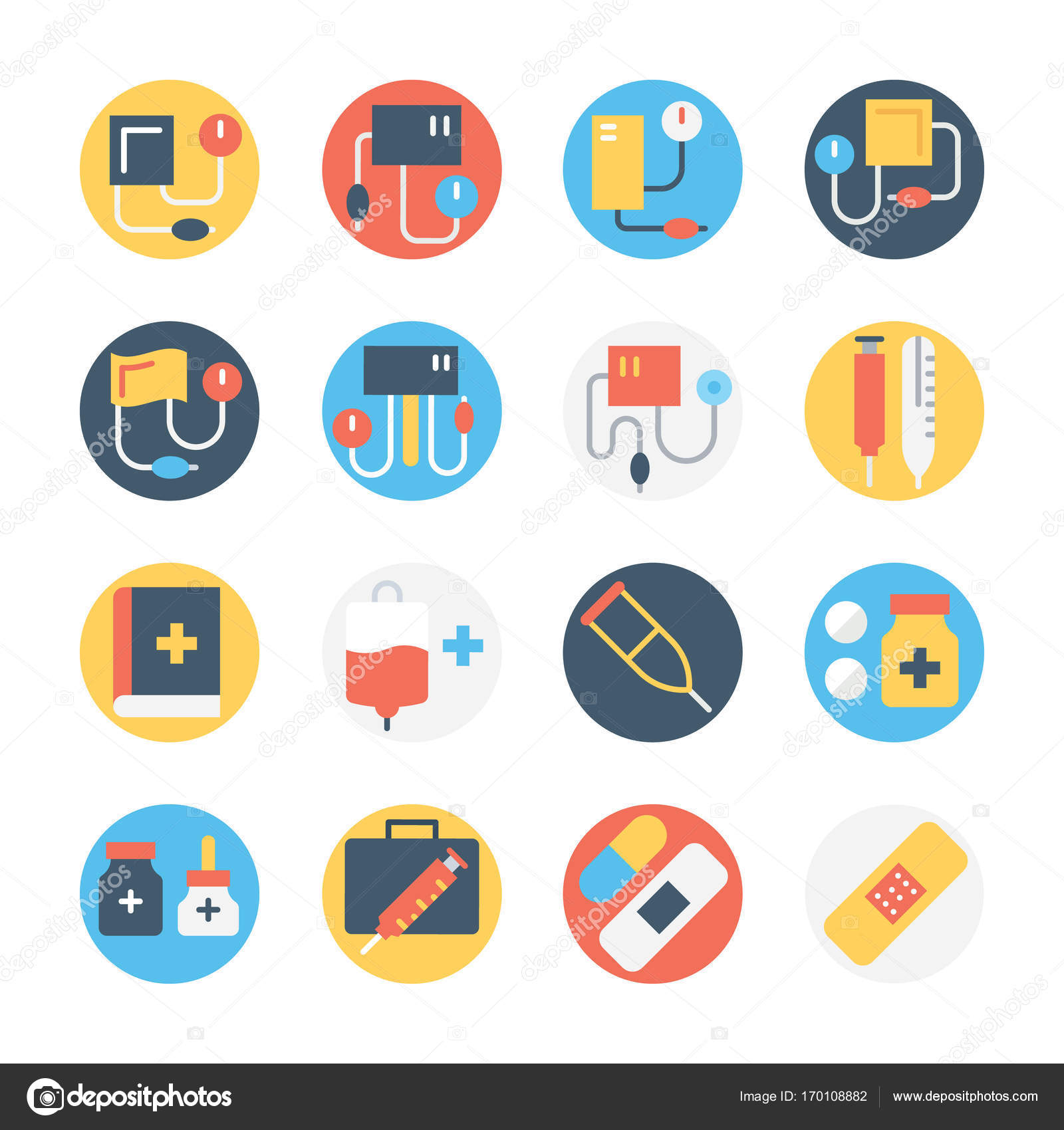 Medical Circular Color Vector Icons Set Stock Vector by ©vectorsmarket ...