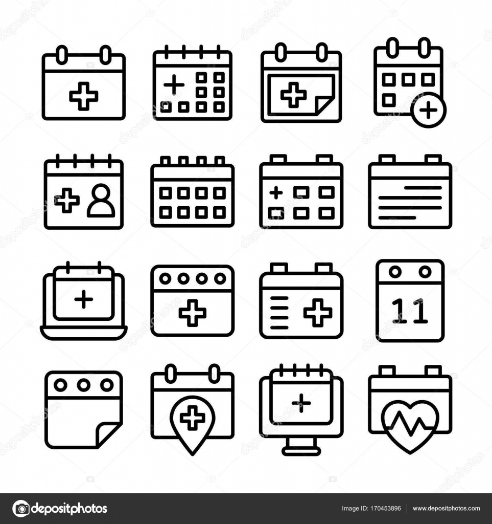 Set of Medical Scheduling Line Vector Icons Stock Vector Image by ...