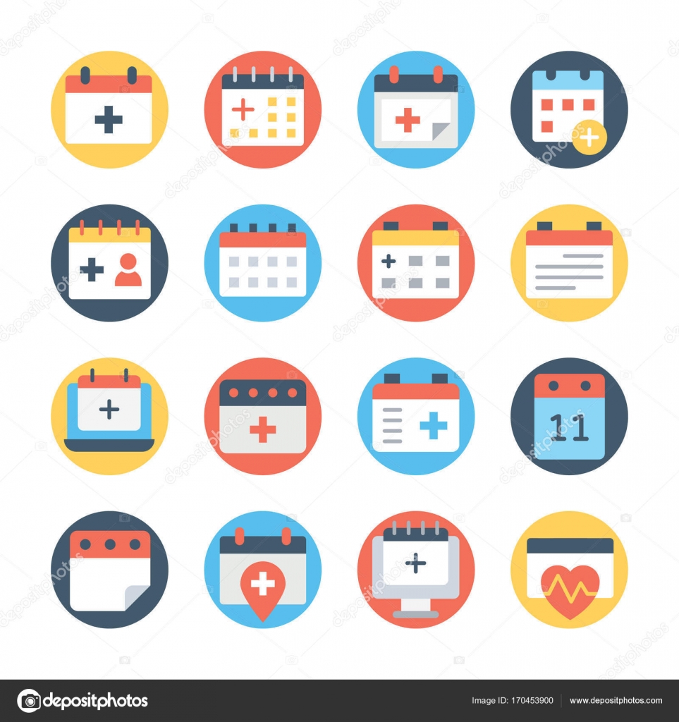 Set of Medical Scheduling Circular Color Vector Icons Stock Vector ...