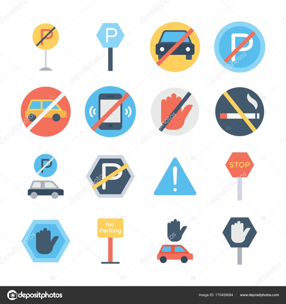 Set of Prohibition Colored Vector Icon — Stock Vector © vectorsmarket ...