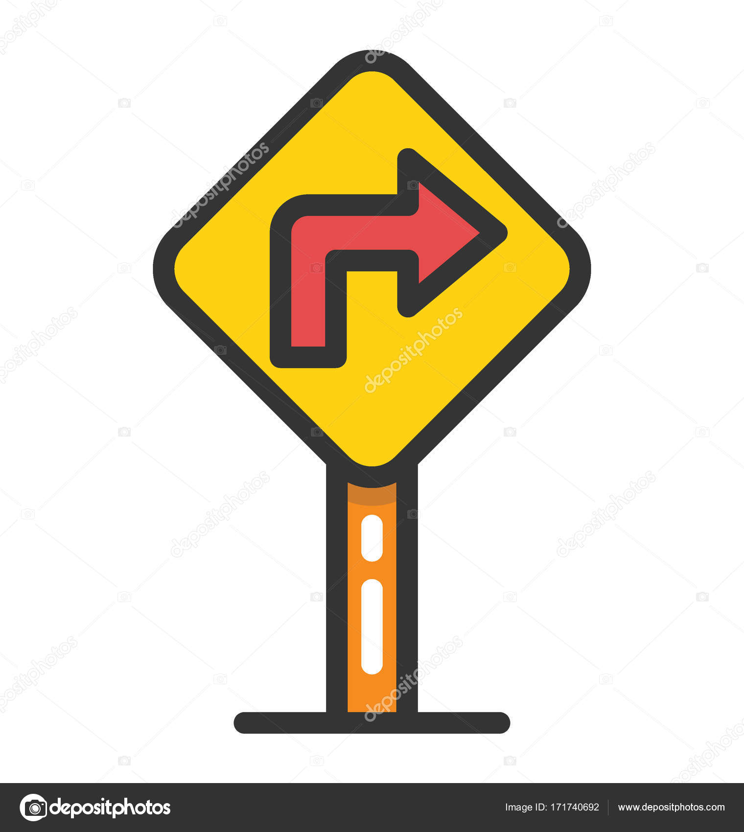 Turn Right Vector Icon Stock Vector Image by ©vectorsmarket #171740692