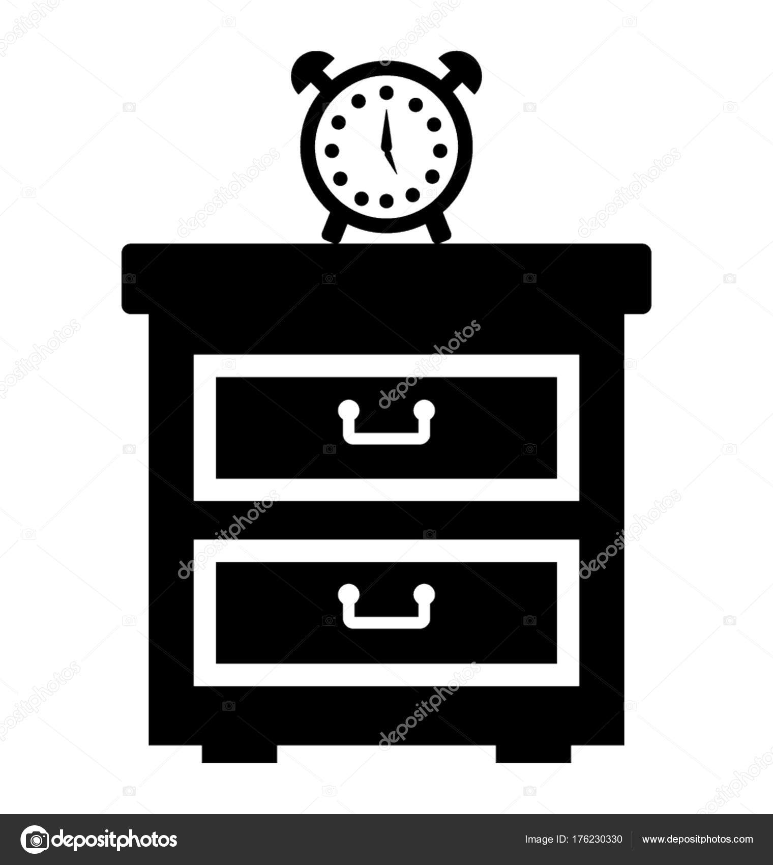 Bedside Table Alarm Clock Glyph Icon Stock Vector by ©vectorsmarket ...