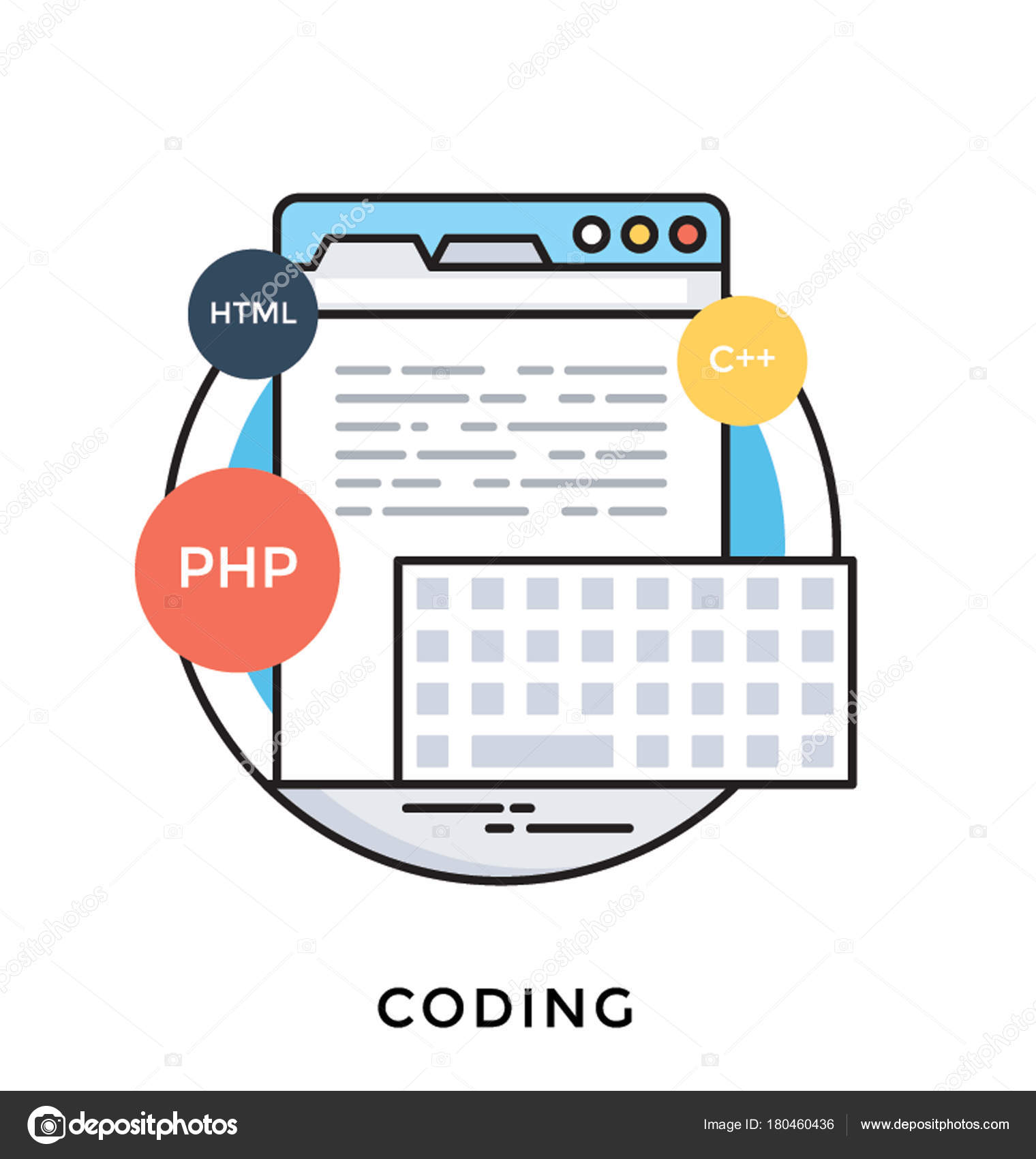 Coding Flat Vector Icon Stock Vector by ©vectorsmarket 180460436