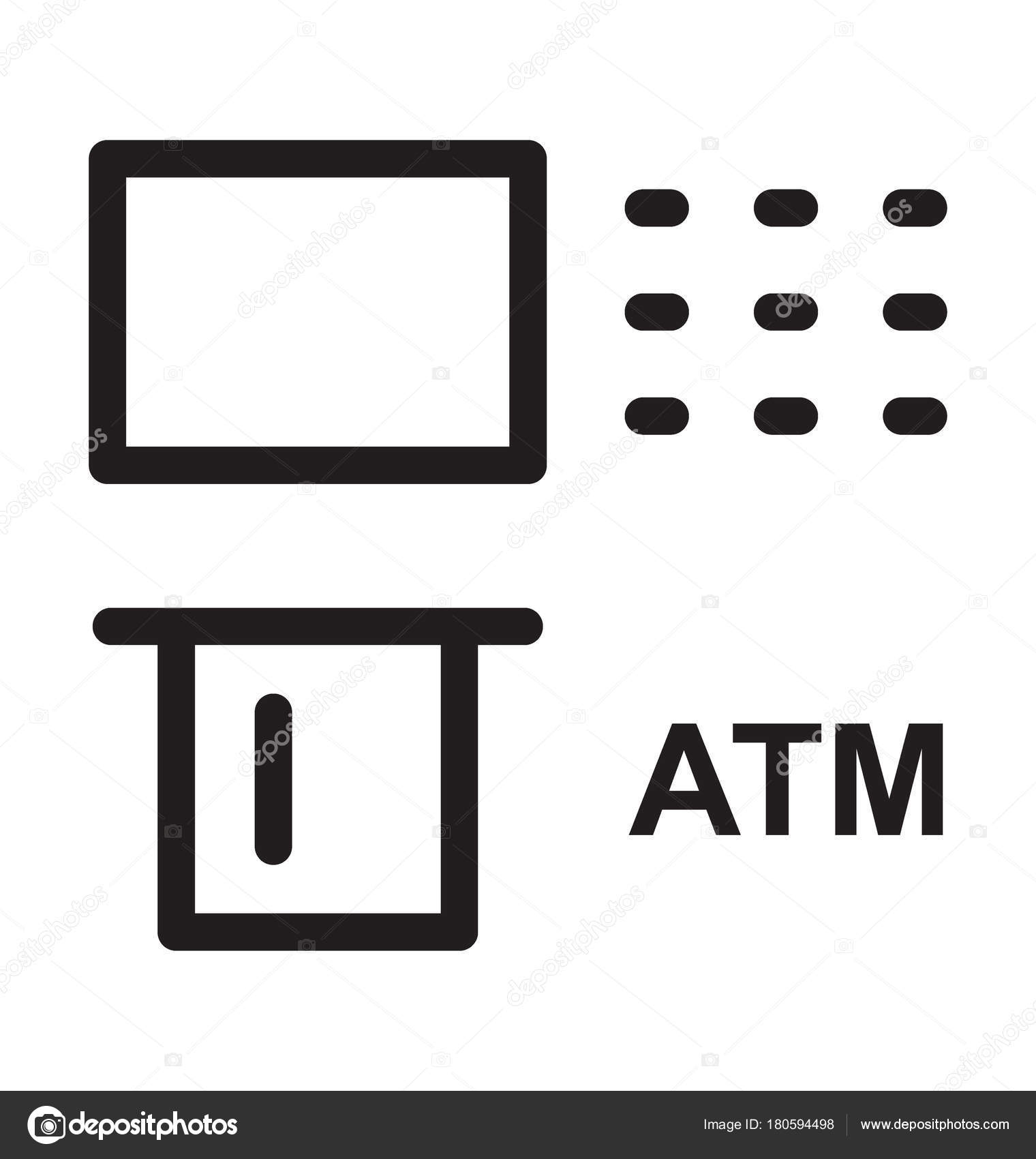 Atm Machine Vector Outline Icono Vector de stock #180594498 de ...
