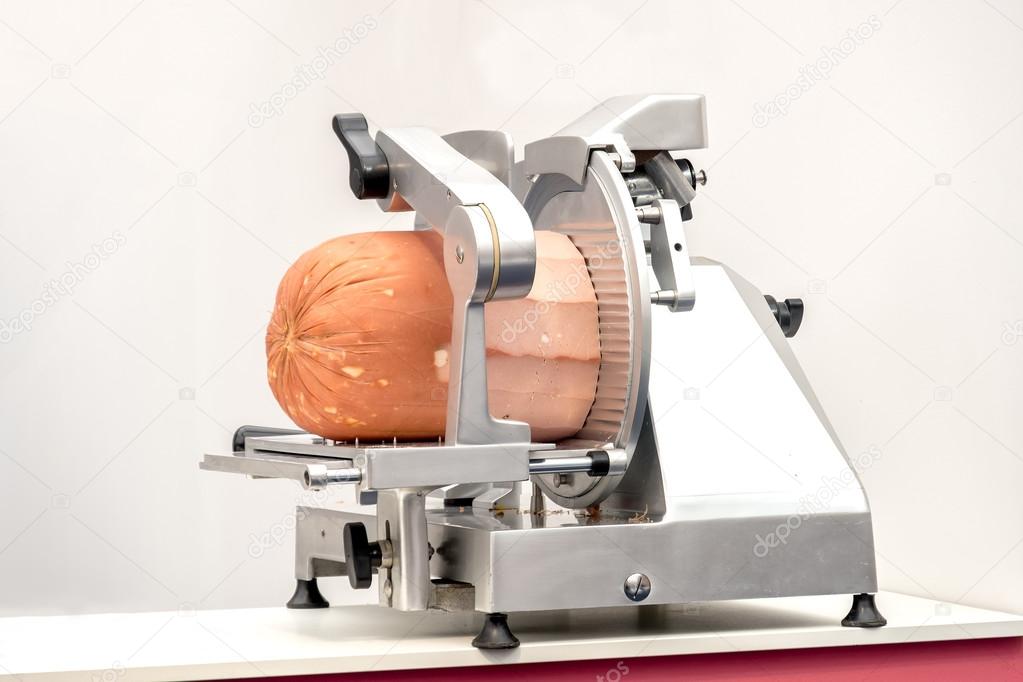 Meat slicer mortadella bologna — Stock Photo © philfreez@gmail.com ...
