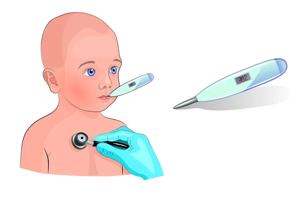 Cartoon little boy having his teeth checked by dentist — Stock Vector ...