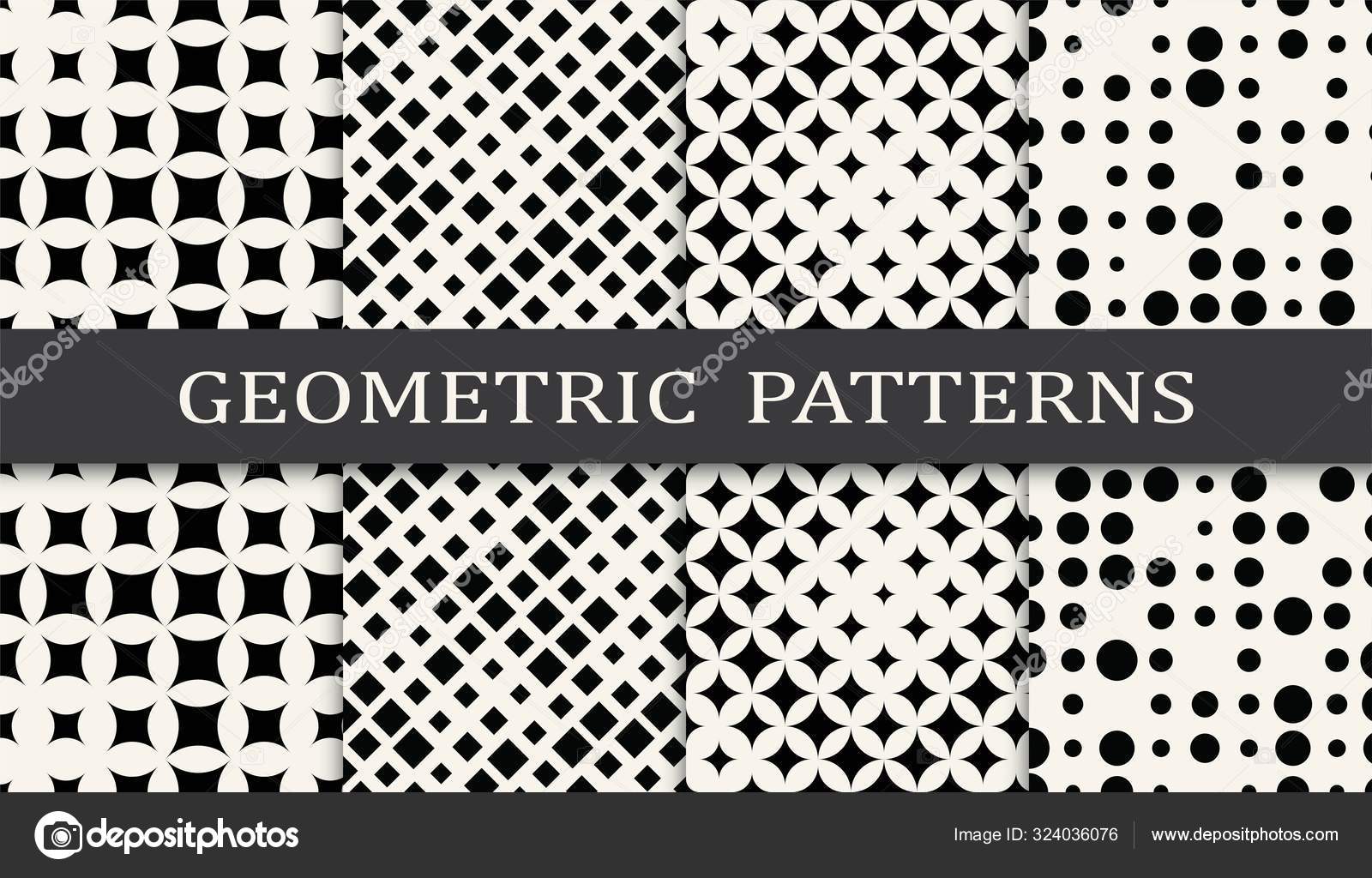 Black and white geometric seamless halftone pattern set Stock Vector by ...