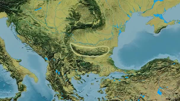 Zoom into Balkan mountain range - glowed. Topographic map — Stock Video © Yarr65 #136274028