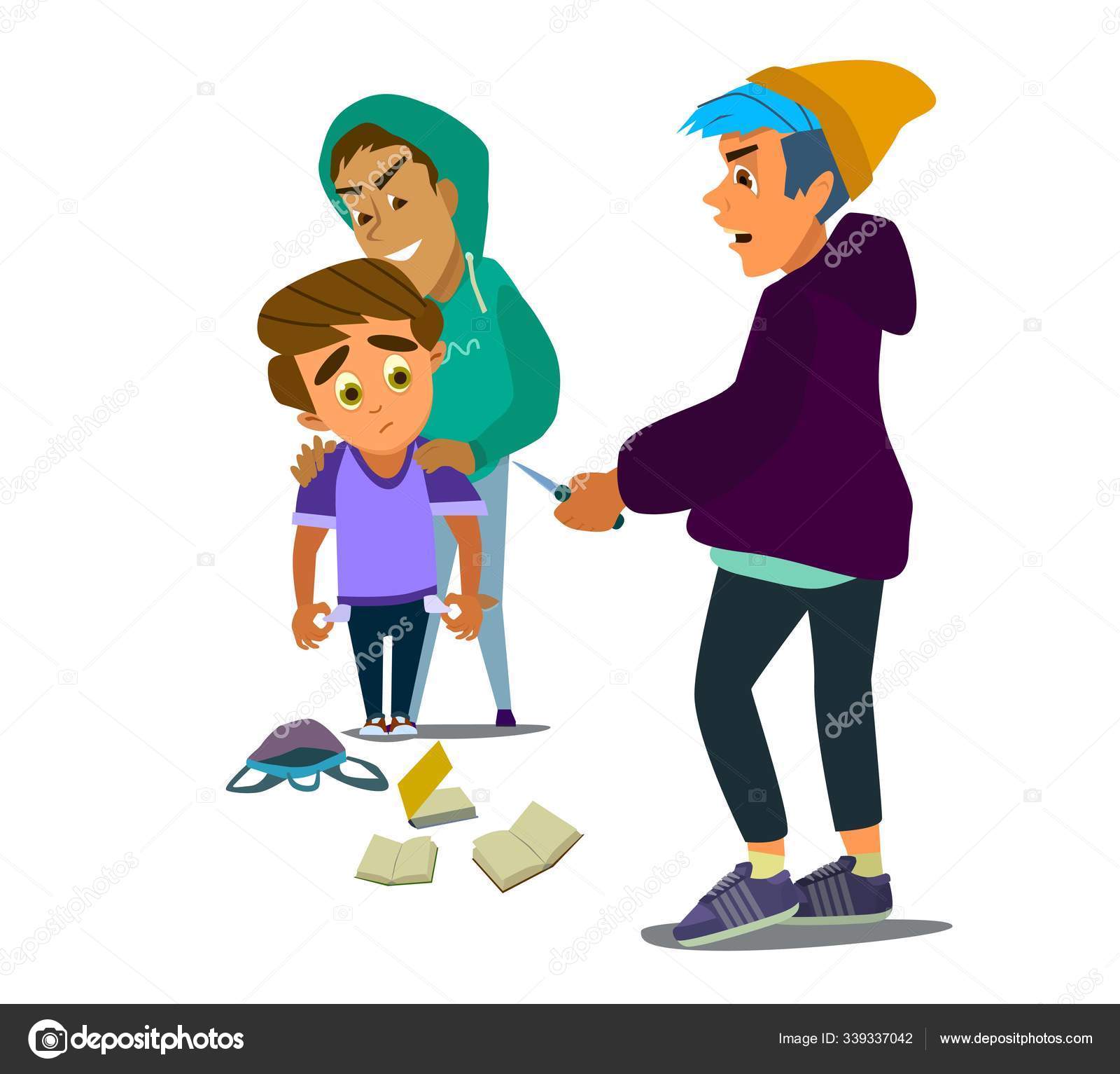 Robbery scene with thief and victims illustration Stock Vector by ...
