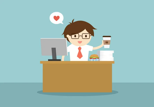 Business Concept Eating While Working Vector Illustration Stock Vector ...