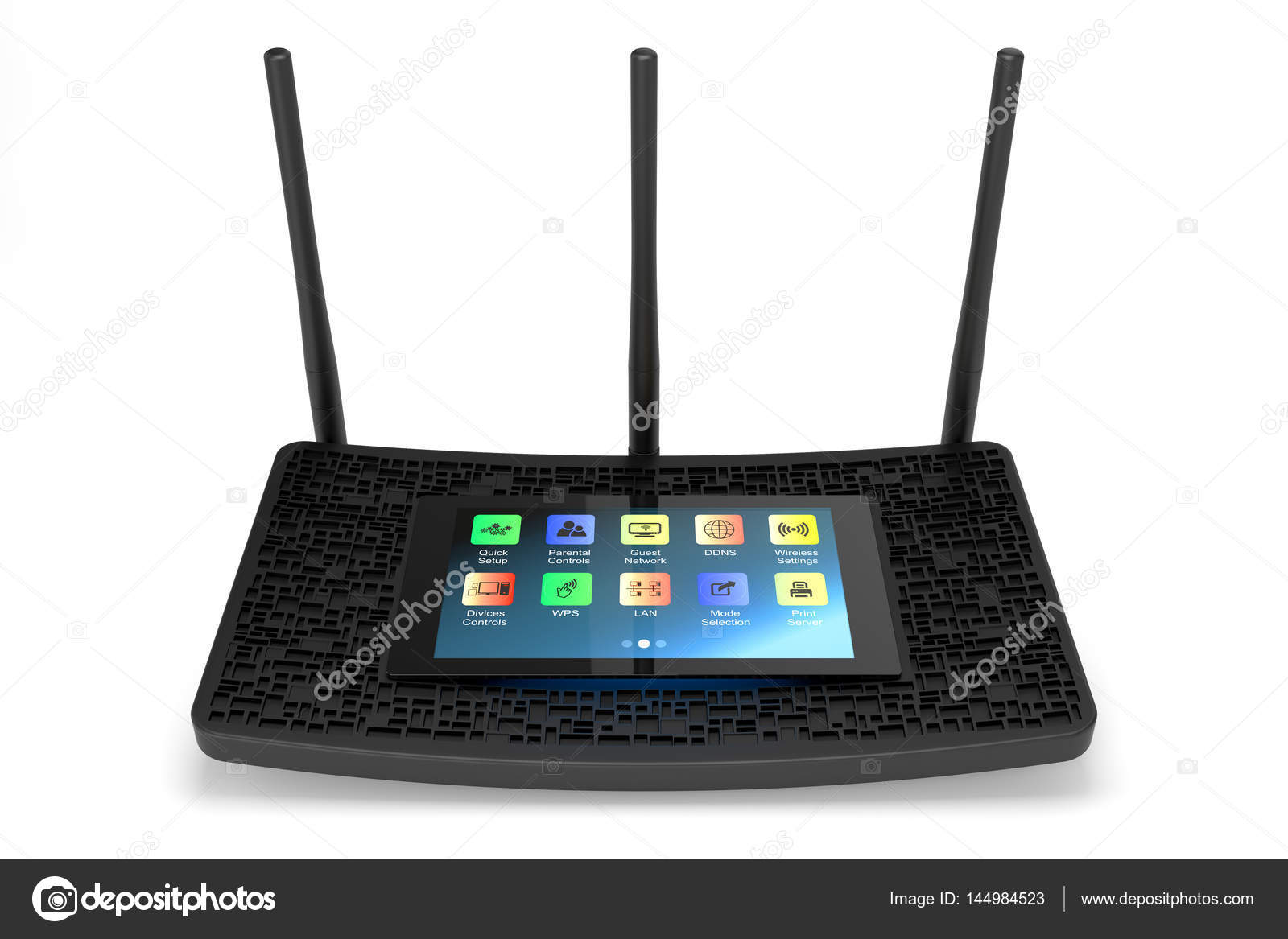 Black wireless router Wi-Fi — Stock Photo © pogotskyihk #144984523