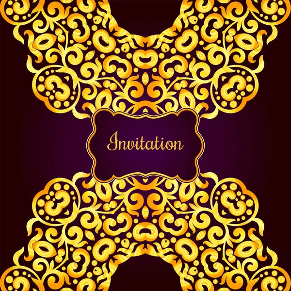 Rich Gold Invitation Card In The Indian Style Bohemian Cards With