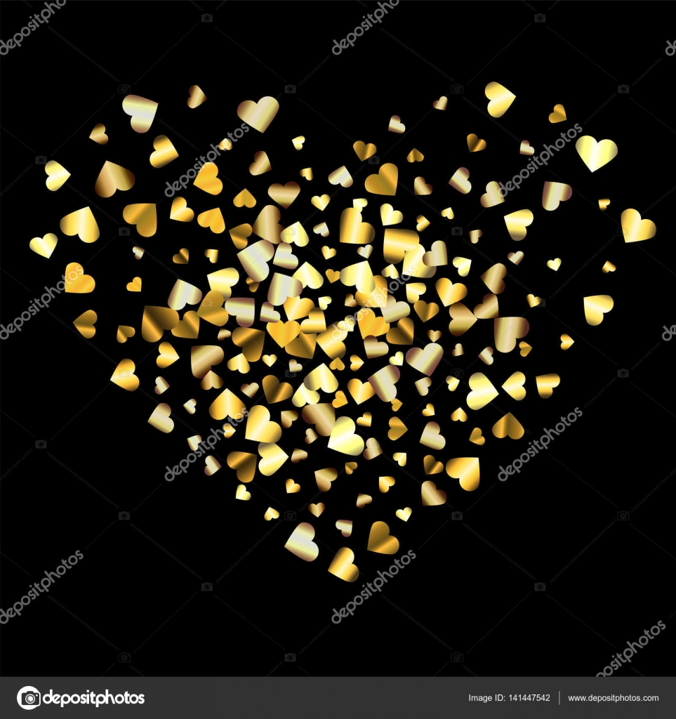Gold gradient hearts random confetti heart-shaped wallpaper. Shiny ...
