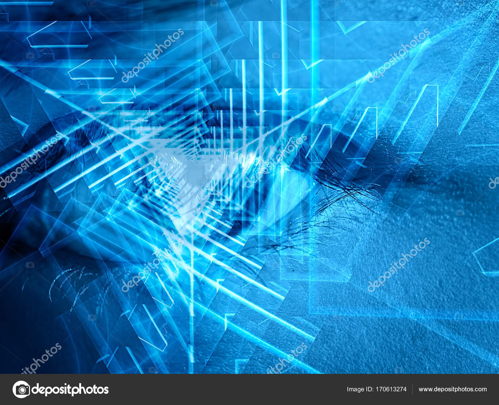 Technology concept background - collage with human eye Stock Photo by ...