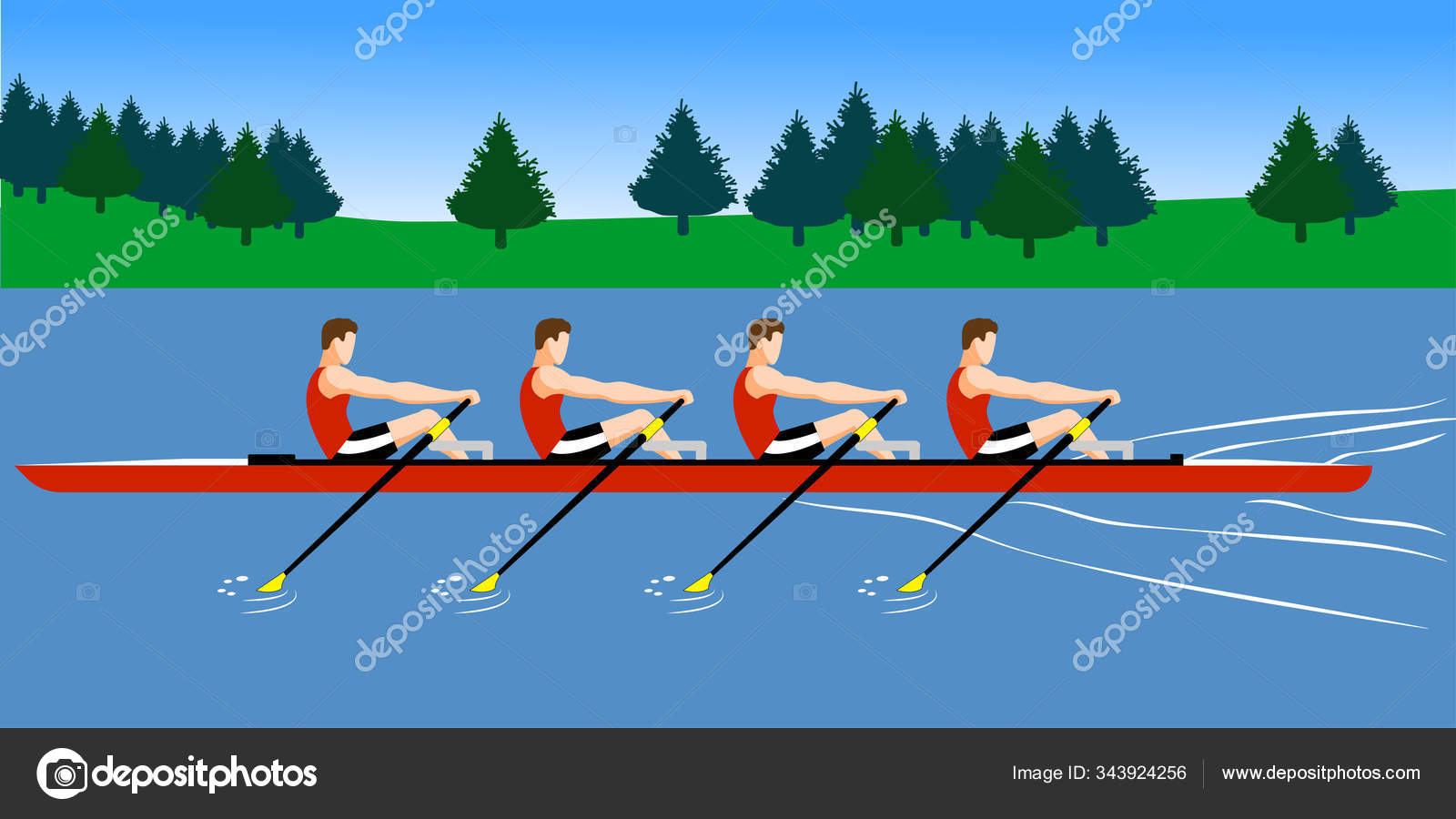 Rowing boat team training before the competition Stock Vector by ...