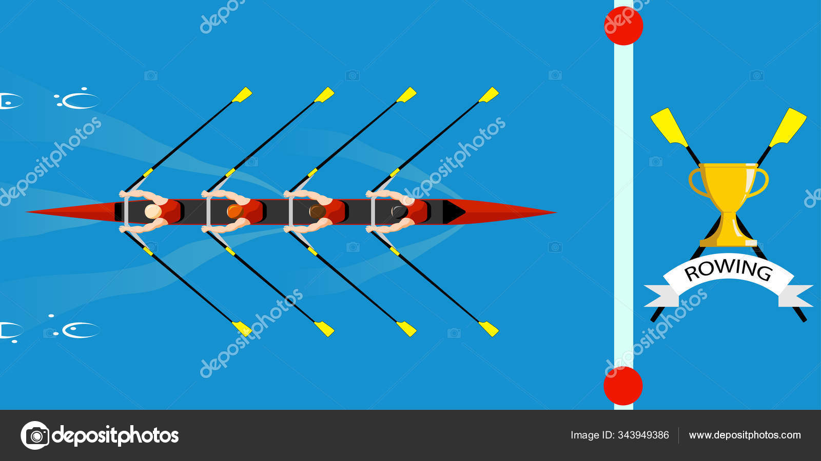 The rowing boat team wins the competition Stock Vector Image by ...