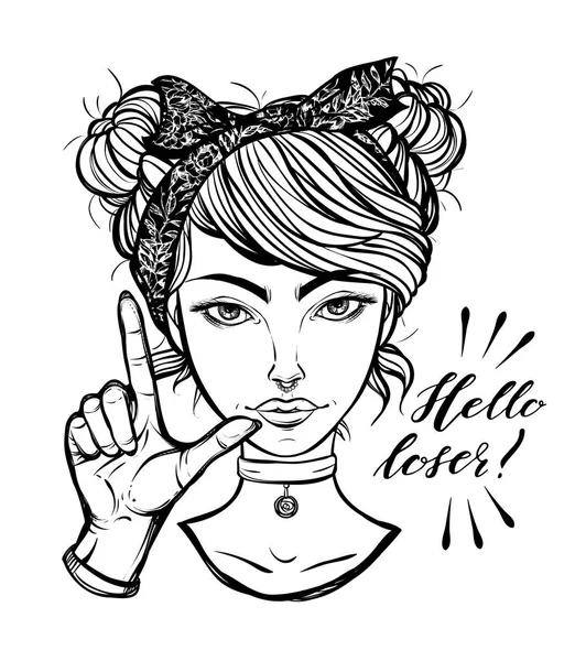 Girl with hand gesture, Loser. — Stock Vector © HikaruD88 #149991114