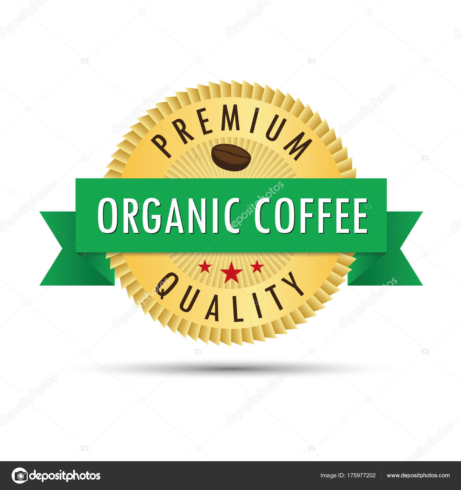 Organic Coffee Premium Quality Gold Badge Icon Logo Vector Graphic ...