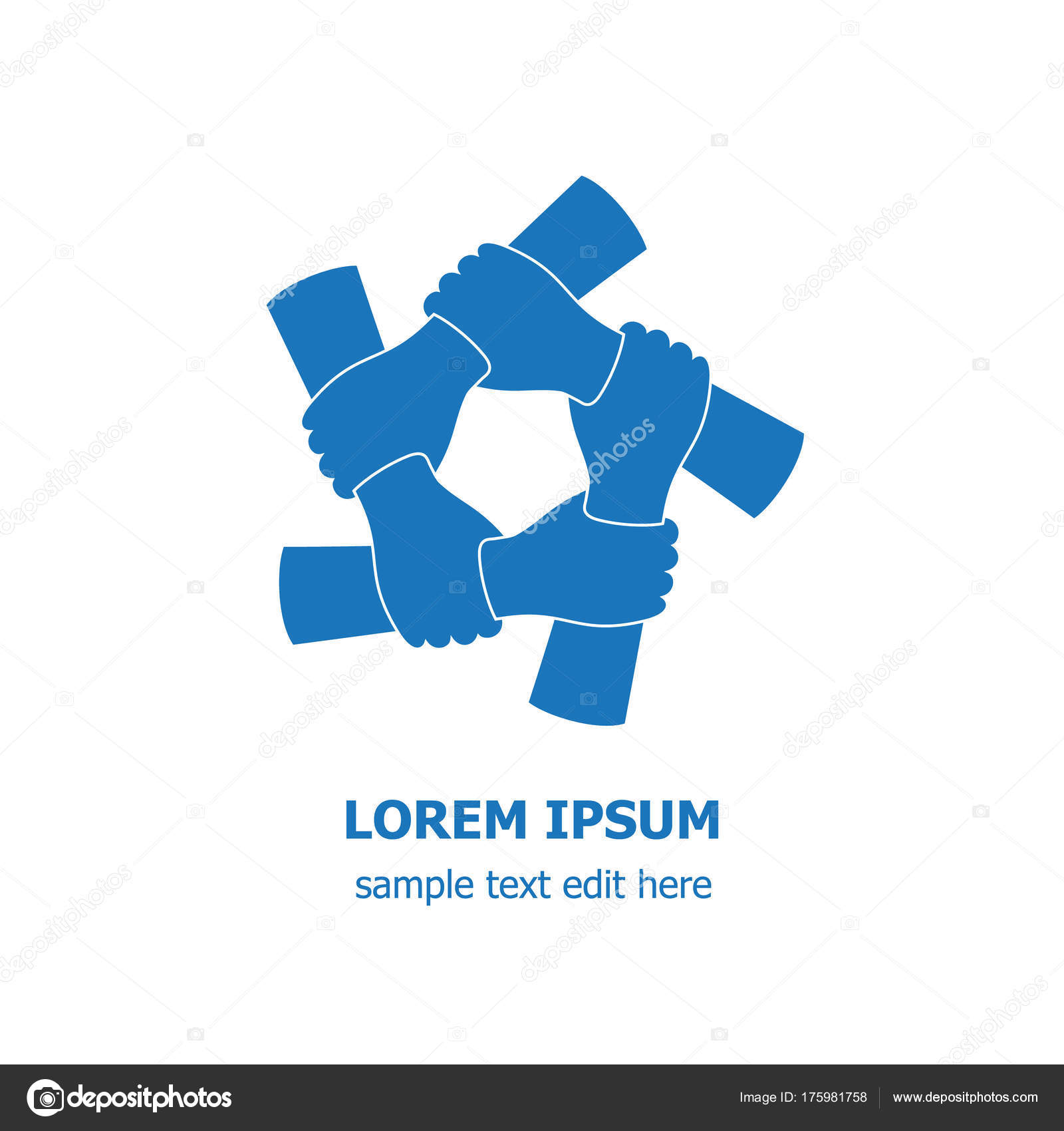 Logo Kerjasama Lima Organisasi Lima Tangan Memegang Tangan Mewakili ...