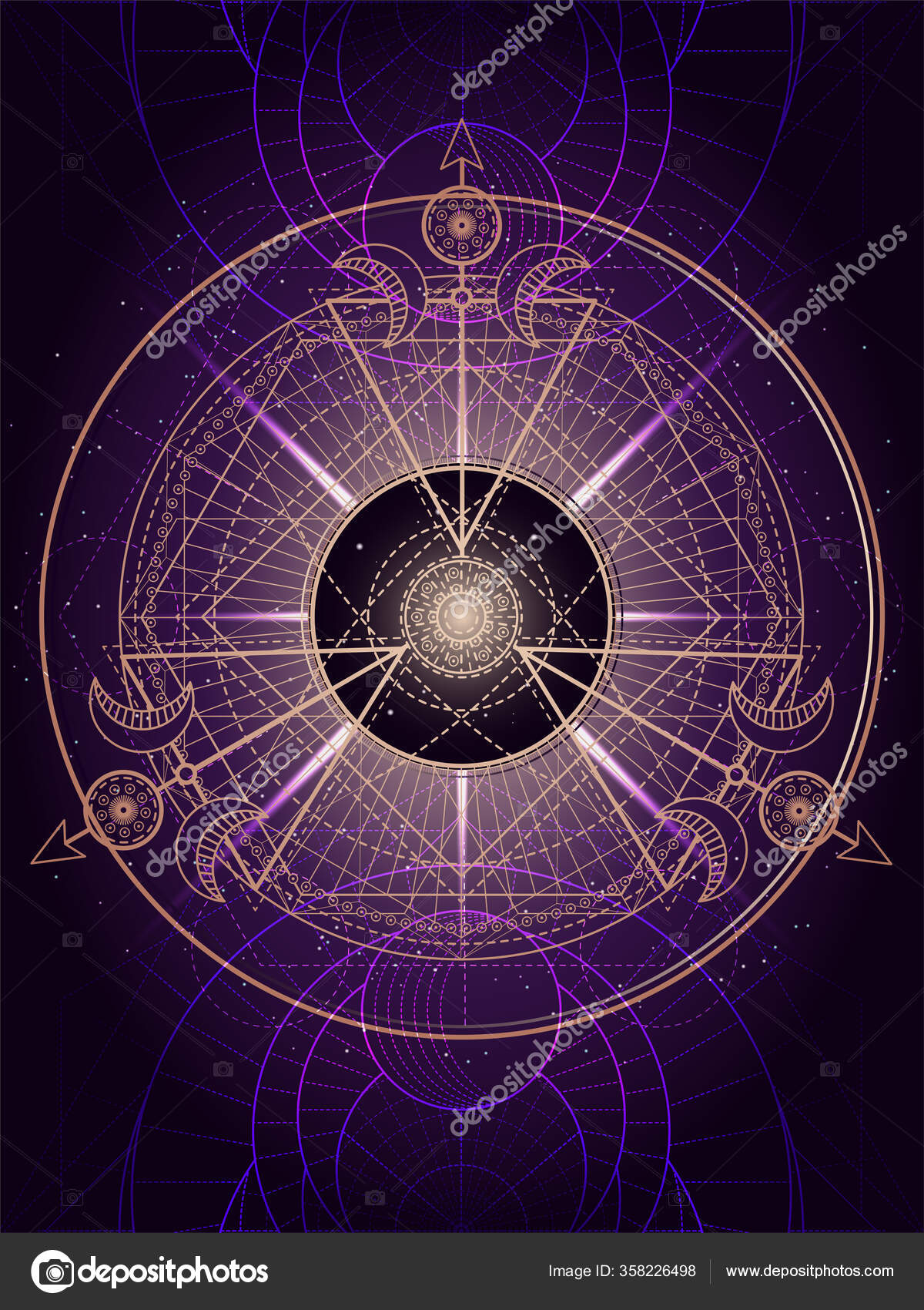 Vector Illustration Sacred Geometry Symbol Abstract Background Mystic ...
