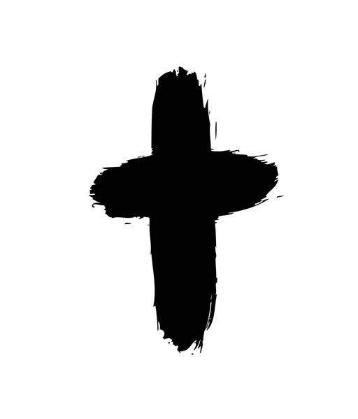 Black Messy Brush Style Cross Isolated White Background Stock Vector by ...